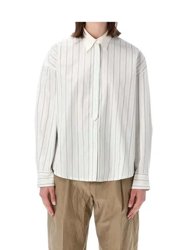 Soeur Striped Shirt With Buckle Cuffs - White