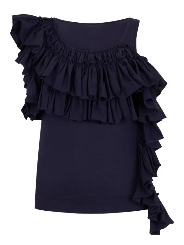 Dries Van Noten Humza Ruffled Tank Top - Black