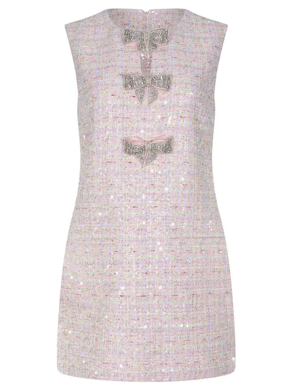 SELF-PORTRAIT Sequined Bouclé Mini Dress - Pink
