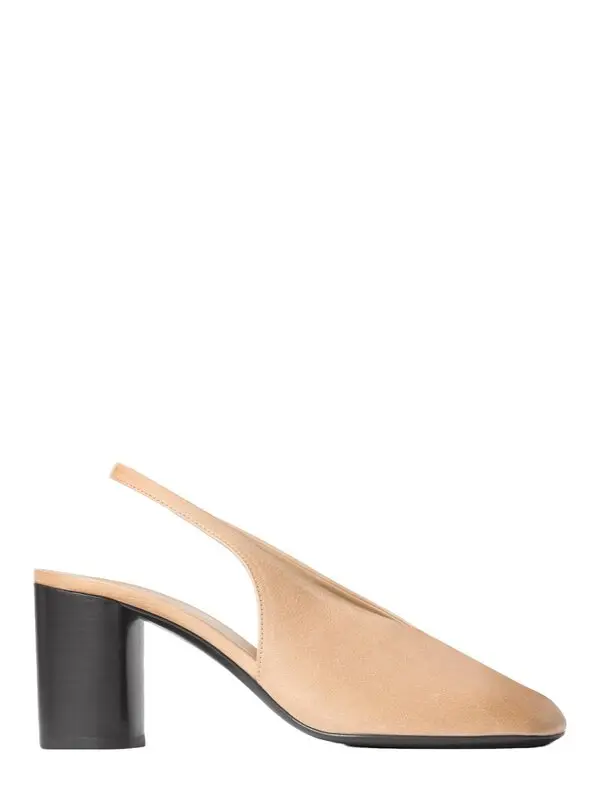 LEMAIRE Glove Slingback Pumps In Washed Buffalo Leather - Washed Beige