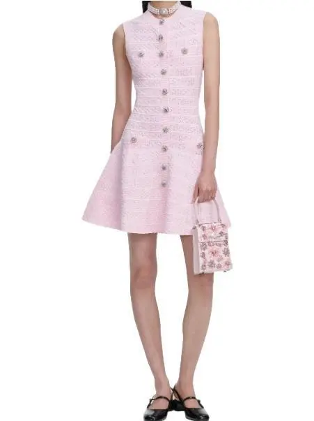 SELF-PORTRAIT A-line Mini Dress With Button Closure - Pink