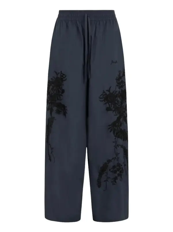P.a.r.o.s.h Embroidered Wide-leg Pants - Black