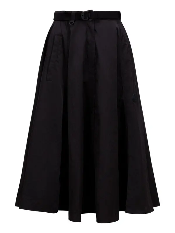 Moncler Pleated Midi Skirt With Removable Belt - Black