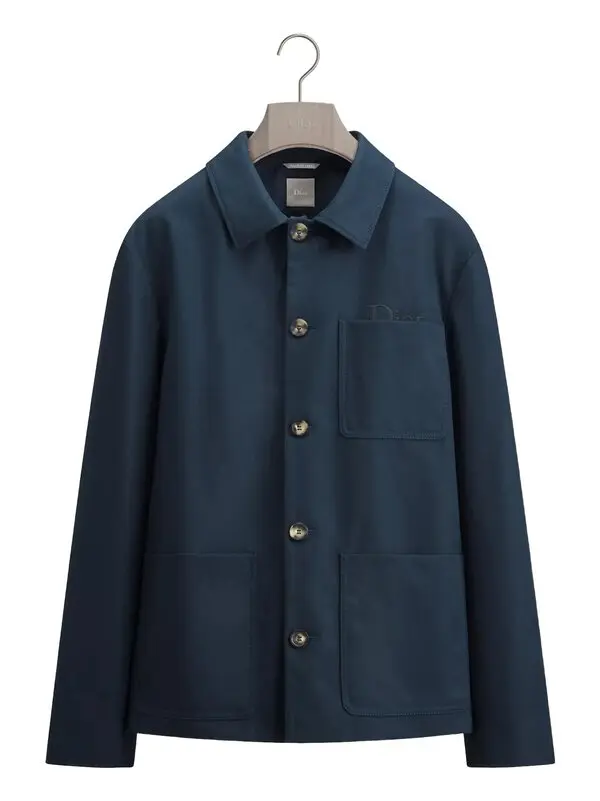 Dior Logo Embroidered Work Jacket - Dark Blue