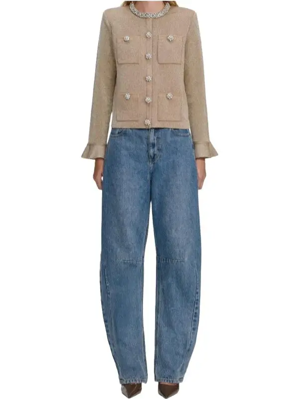 SELF-PORTRAIT Embellished Trim Cardigan - Blue