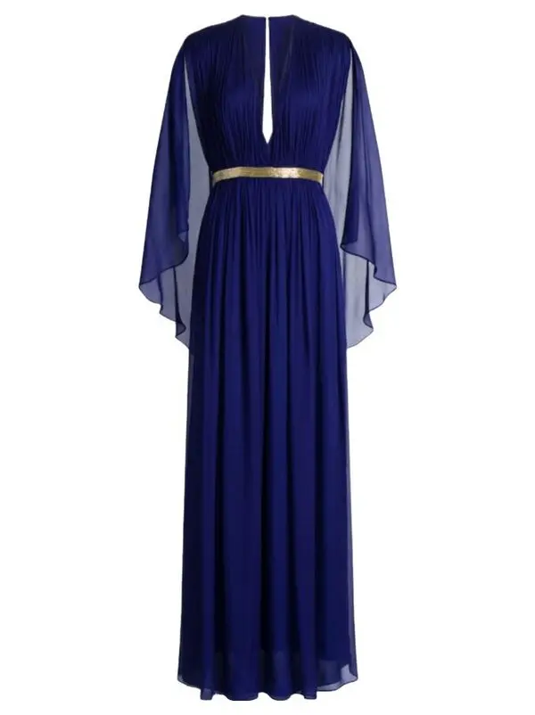 Alberta Ferretti Cape Effect Maxi Dress - Blue