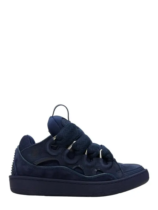 LANVIN Curb Leather Sneakers - Navy Blue