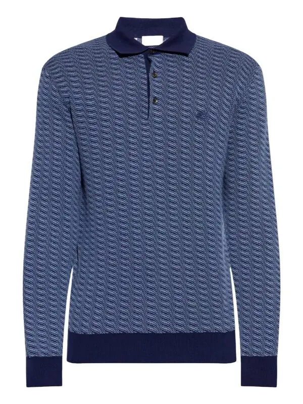 Etro Pegaso Embroidered Knitted Polo Shirt - Blue