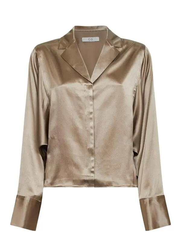 Co Cropped Satin Shirt - Nude