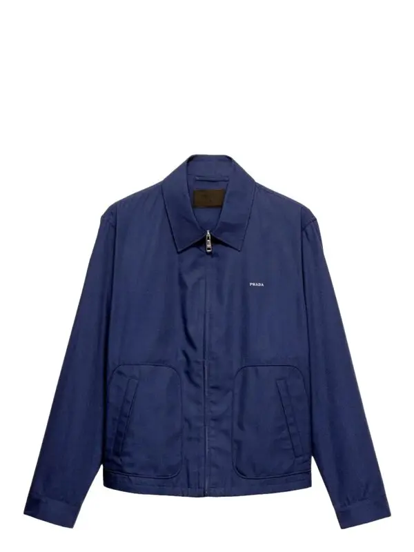 Prada Technical Cotton Zipper Blouson Jacket - Blue