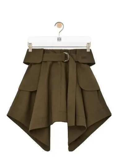 Loewe Cargo Skirt In Cotton And Silk - Green