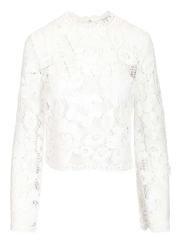 SELF-PORTRAIT Floral Crochet Lace Top - White