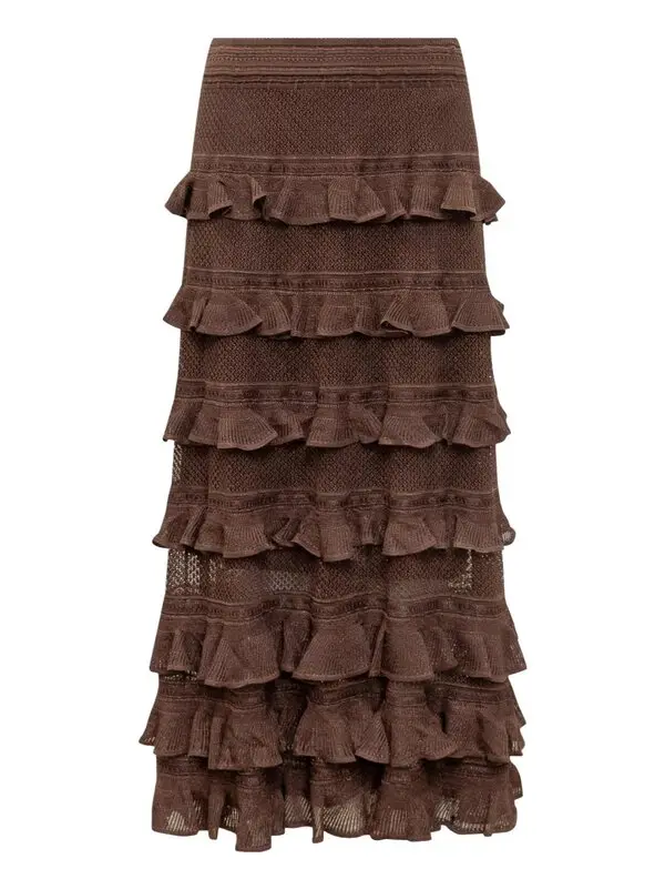 Zimmermann Ruffled Knitted Long Skirt - No