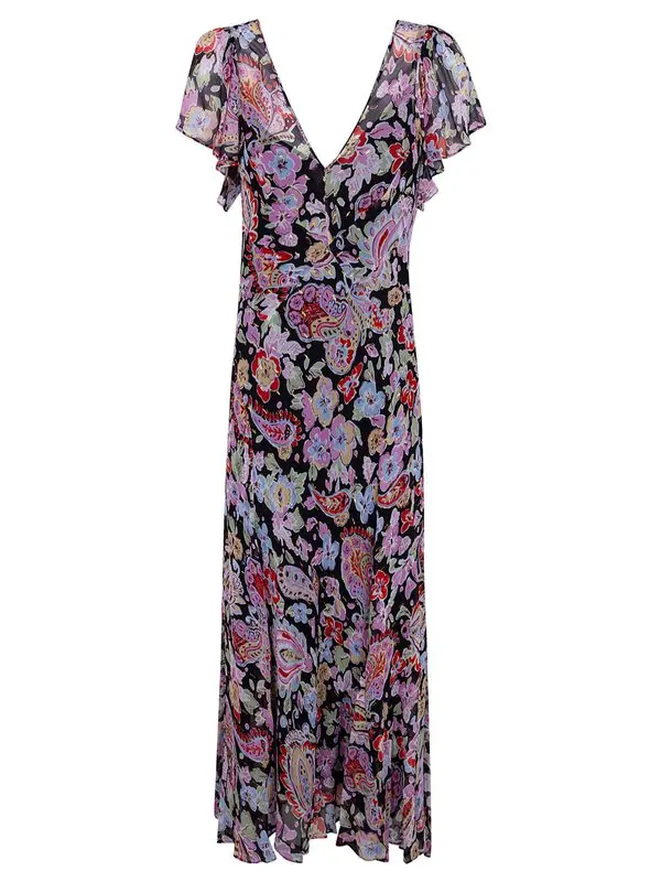 Rixo V-neck Paisley Print Midi Dress - Multicolor