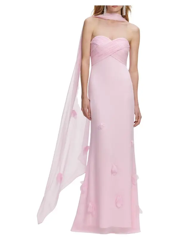 SELF-PORTRAIT Floral Embellished Wrap Dress - Pink