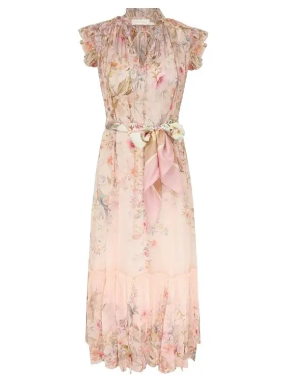 Zimmermann Rebellion Flutter Midi Dress - Nude