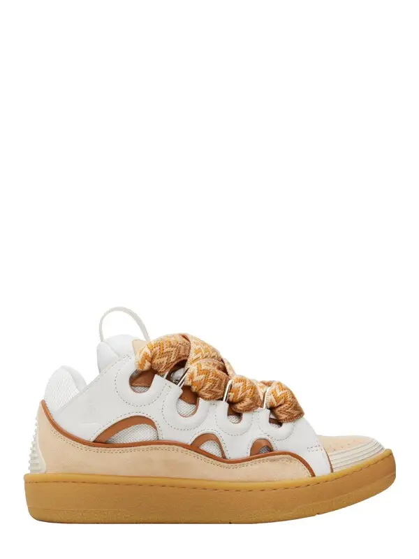 LANVIN Curb Leather Sneakers - Bright White/honey