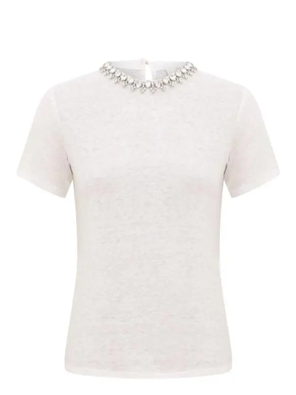 Zimmermann Embellished Crew-neck T-shirt - Ivory