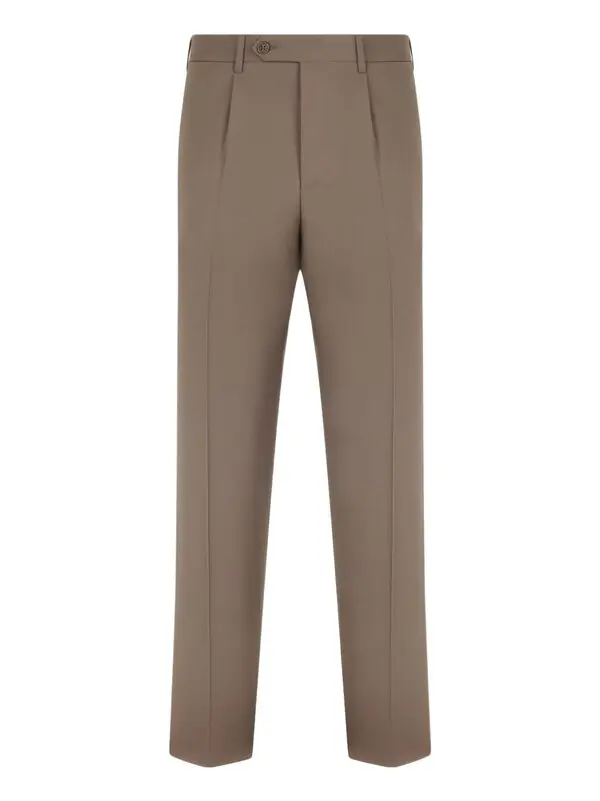 Canali Pleated Straight-leg Trousers - Brown