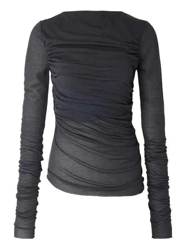 Soeur Gaia T-shirt With Pleated Details And Asymmetrical Hem - Black