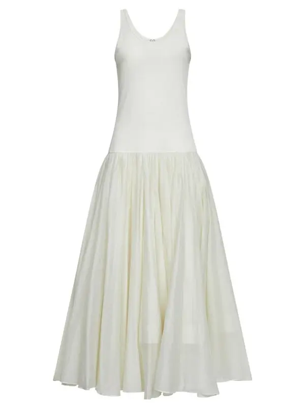 Co Name' Drop-waist Gown With Round Neck - White