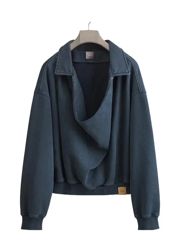 Dior Draped Sweatshirt With Open Collar - Blue