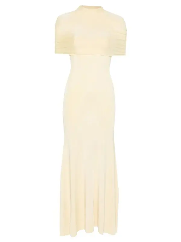 Roland Mouret Draped Round Neck Maxi Dress - Yellow