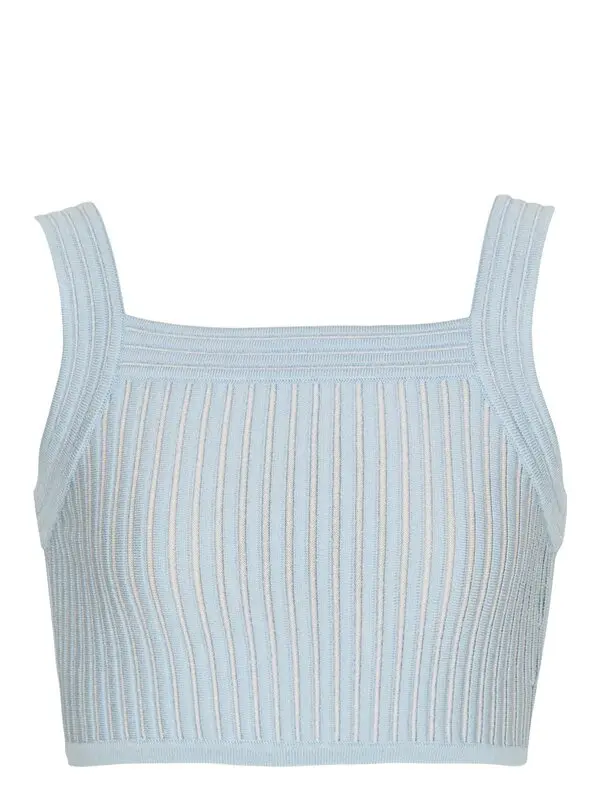 Balmain Textured Knit Cropped Top - Blue