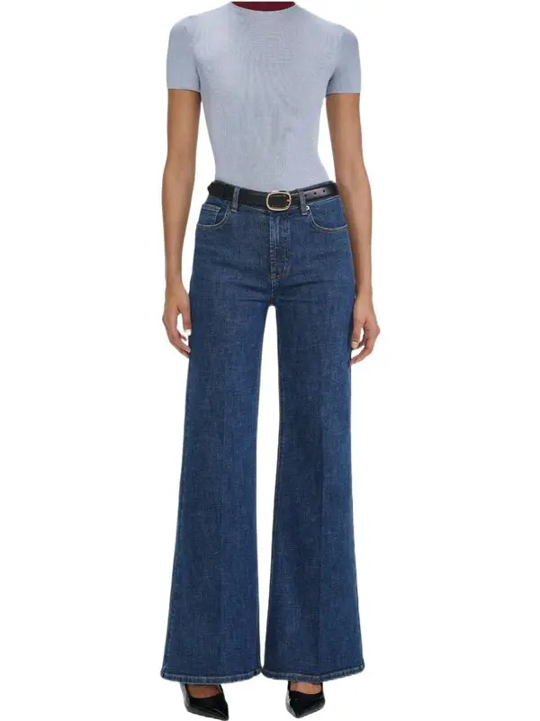 SELF-PORTRAIT Flared Jeans With Multiple Pockets - Blue