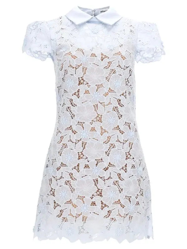 SELF-PORTRAIT Guipure Lace Collared Mini Dress - No