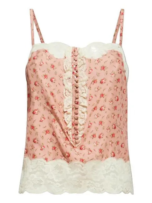 Dolce & Gabbana Floral Lace Embellished Cami Top - Nude