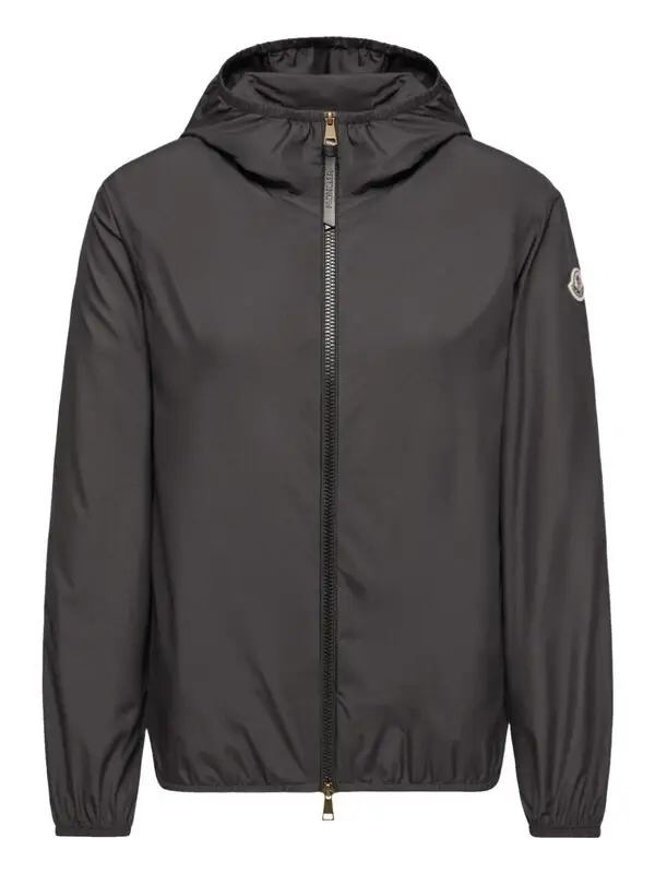Moncler Logo Patch Zip-up Hooded Jacket - Black