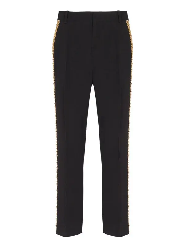 Balmain Embroidered Crepe Tailored Trousers - Black