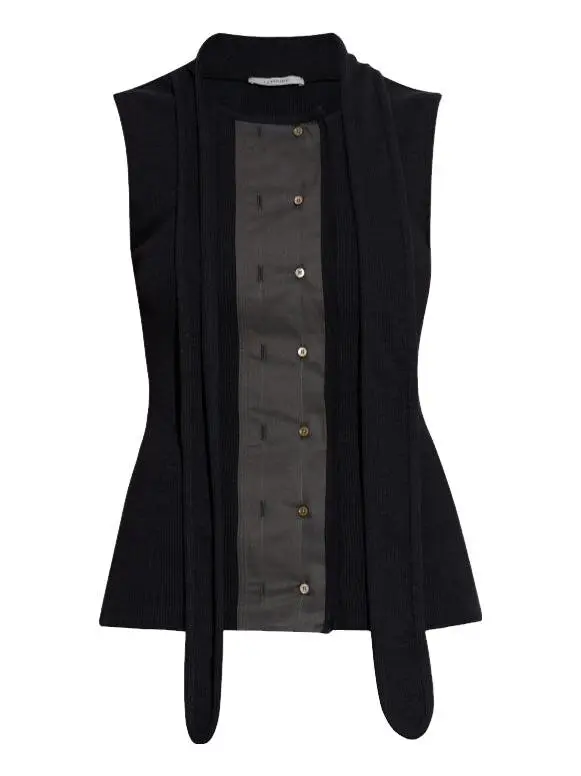 LEMAIRE Sleeveless Draped Paneled Top - Black