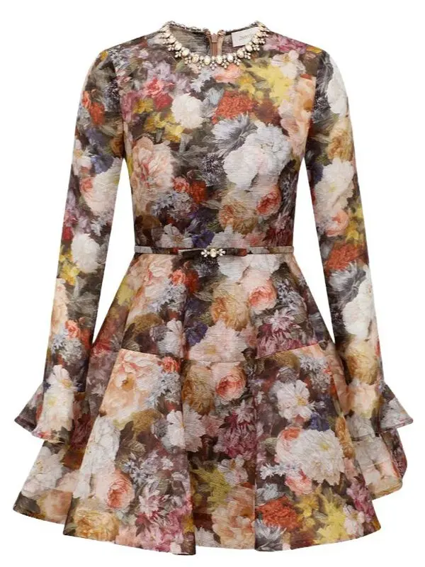 Zimmermann Alchemy Peplum Mini Dress - Rosette And Acid