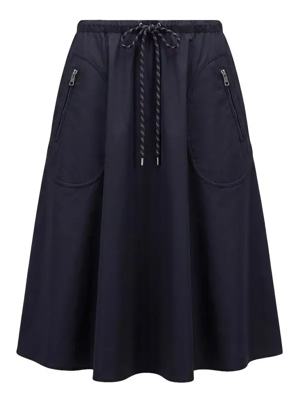 Moncler A-line Drawstring Skirt With Zippered Pockets - Navy Blue