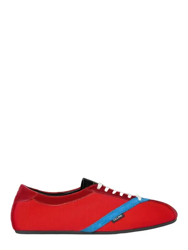 Celine Flat Sneakers In Gros Grain, Velvet, Suede Goatskin, And Lambskin - Red/lightning Blue