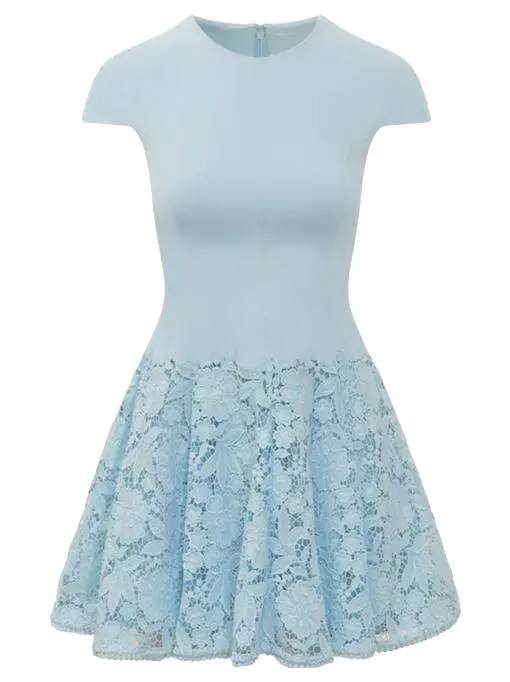 SELF-PORTRAIT Lace Panel Mini Dress - Blue