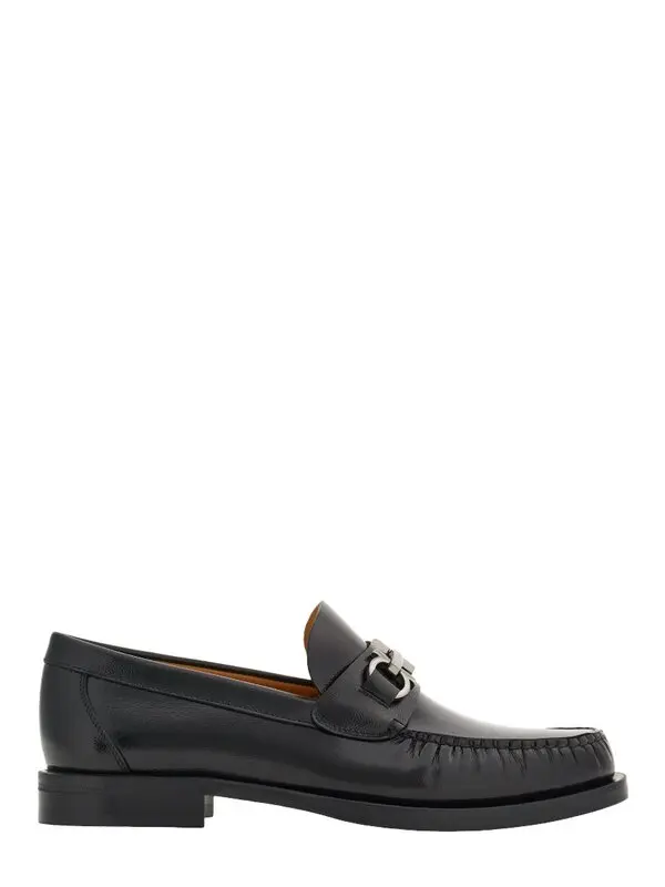 FERRAGAMO Gancini Detail Slip-on Loafers - Black