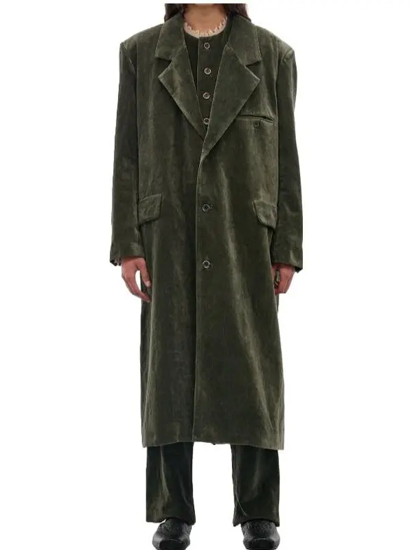 UMA WANG Long-sleeved Tailored Coat - Dark Green