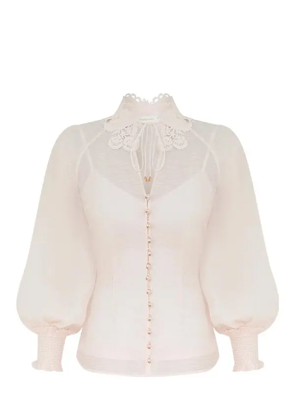 Zimmermann Rebellion Collared Blouse - Cream