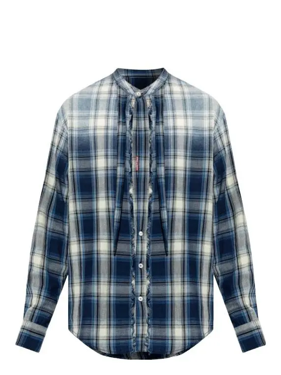 Dsquared2 Ruffled Checked Shirt - Gray