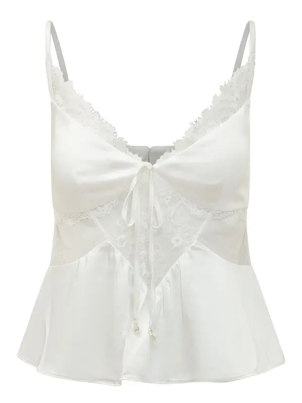 SELF-PORTRAIT Lace Trim Camisole - White