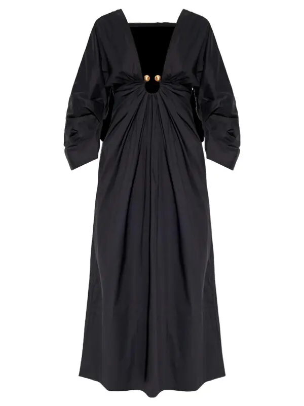 Cult Gaia Long Sleeve Plunging Neck Dress - Black