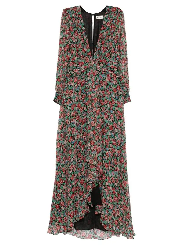 Rixo Meera Maxi Dress With Deep V-neck And Floral Print - Multicolor