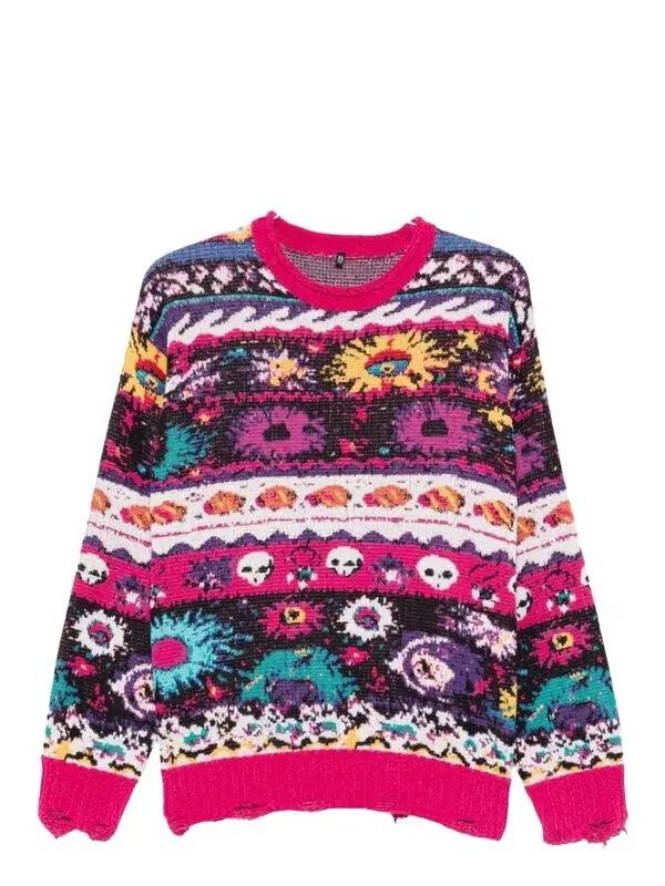 R13 Jacquard Boyfriend Sweater - Pink