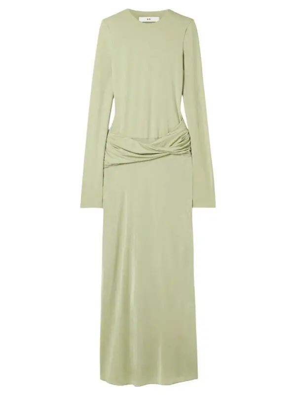 SIR. Milesi Draped Stretch-jersey And Satin Gown - Gray-green