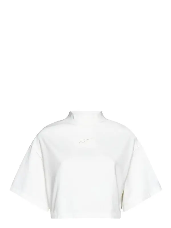 REEBOK Cropped T-shirt With Embroidered Logo And High Neck - White