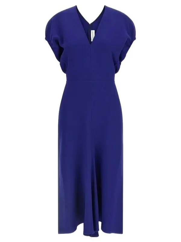 Victoria Beckham V-neck Belted Dress - Blue