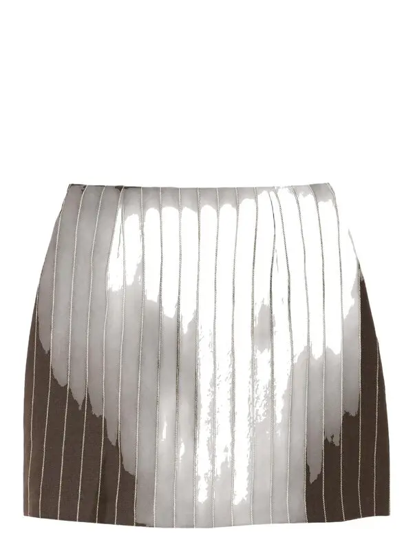 Posse Alice Pinstriped Linen-twill Mini Skirt - Dark Brown